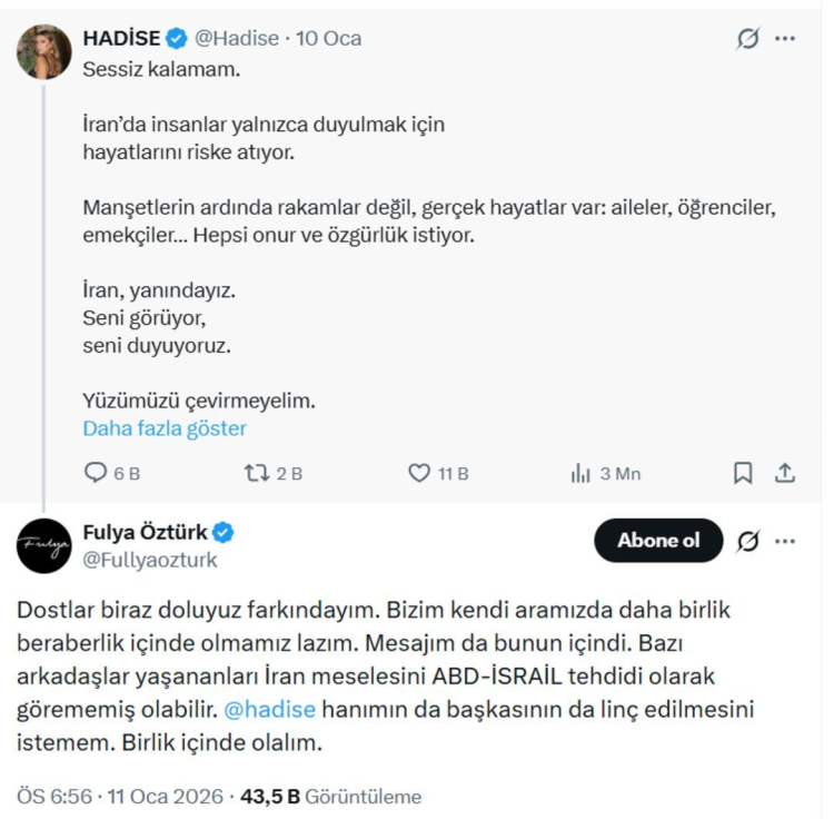 Fulya Öztürk'ten Hadise'ye İran tepkisi! Paylaşıp sildi... - Bursa ...